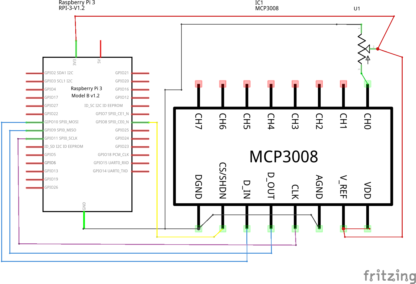 MCP3008 mit Python auslesen - Python - Deutsches Raspberry Pi Forum
